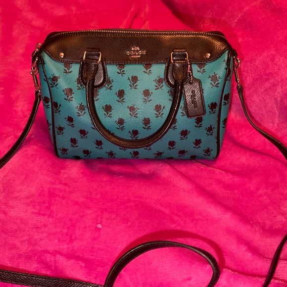 Coach | Bags | Coach Turquoise Floral Satchel | Poshmark